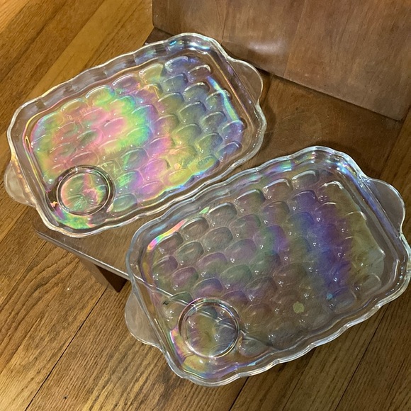 Dining | Vintage Federal Glass Iridescent Luncheon Trays 2 | Poshmark